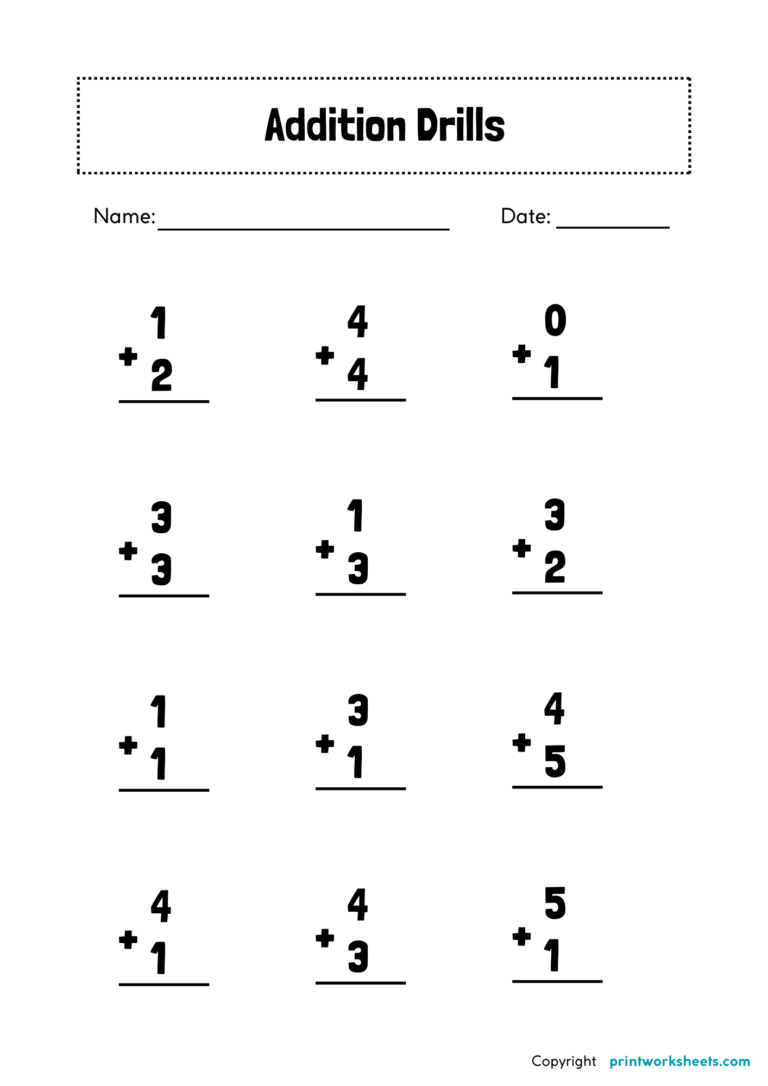 Addition Drills - Print Worksheets