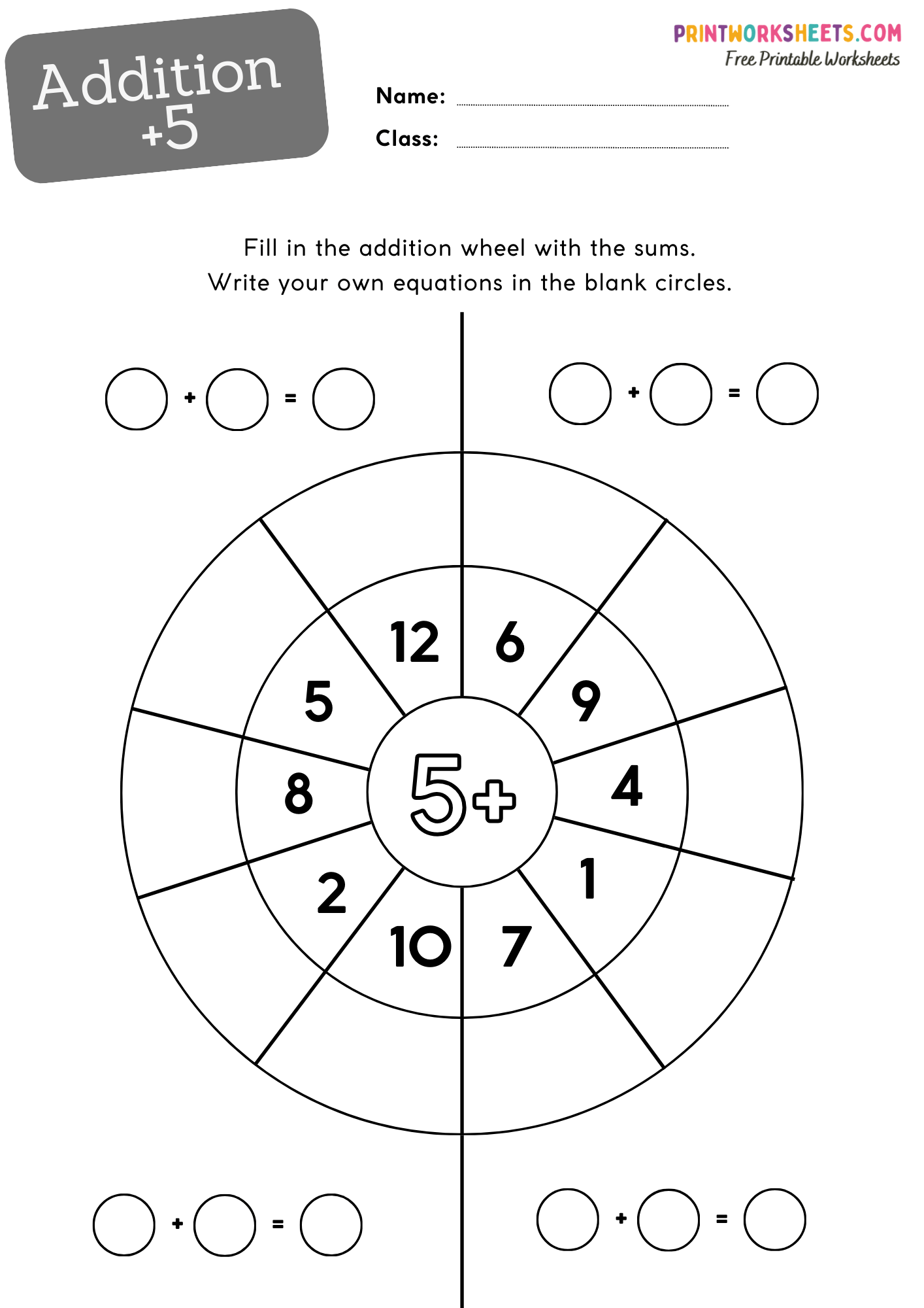 Addition Wheel Worksheets - Print Worksheets