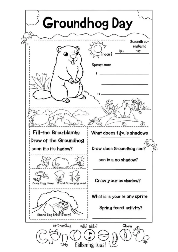 Groundhog Day Worksheets for Preschool