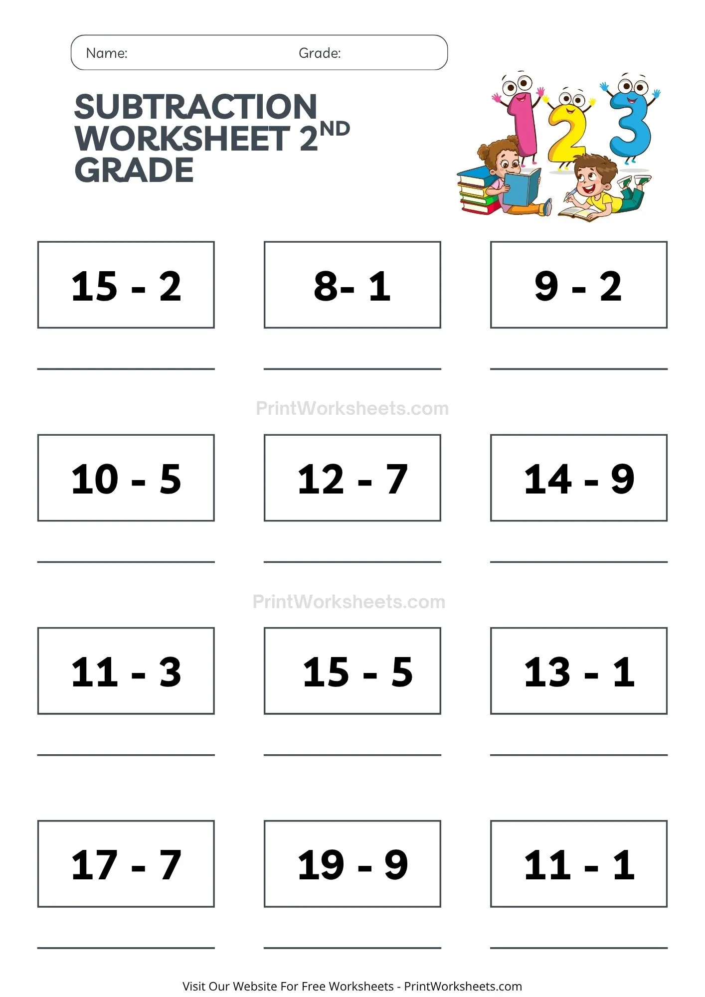 2nd Grade Double Digit Subtraction Worksheets (Free Printable PDF ...