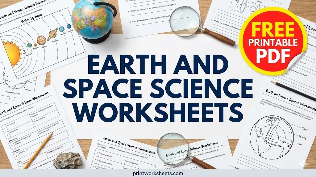 Earth & Space Science Worksheets - Planets, Weather & Geology (PDF)