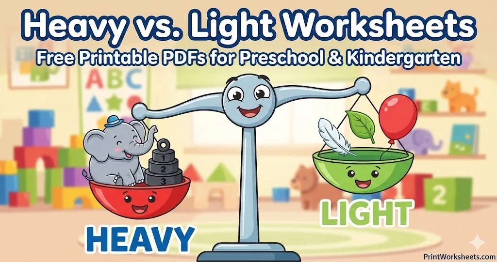 Free Heavy vs Light Worksheets - Weight Comparison Activities (PDF)