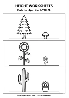 Free Tall vs Short Worksheets - Height Comparison Activities (PDF)