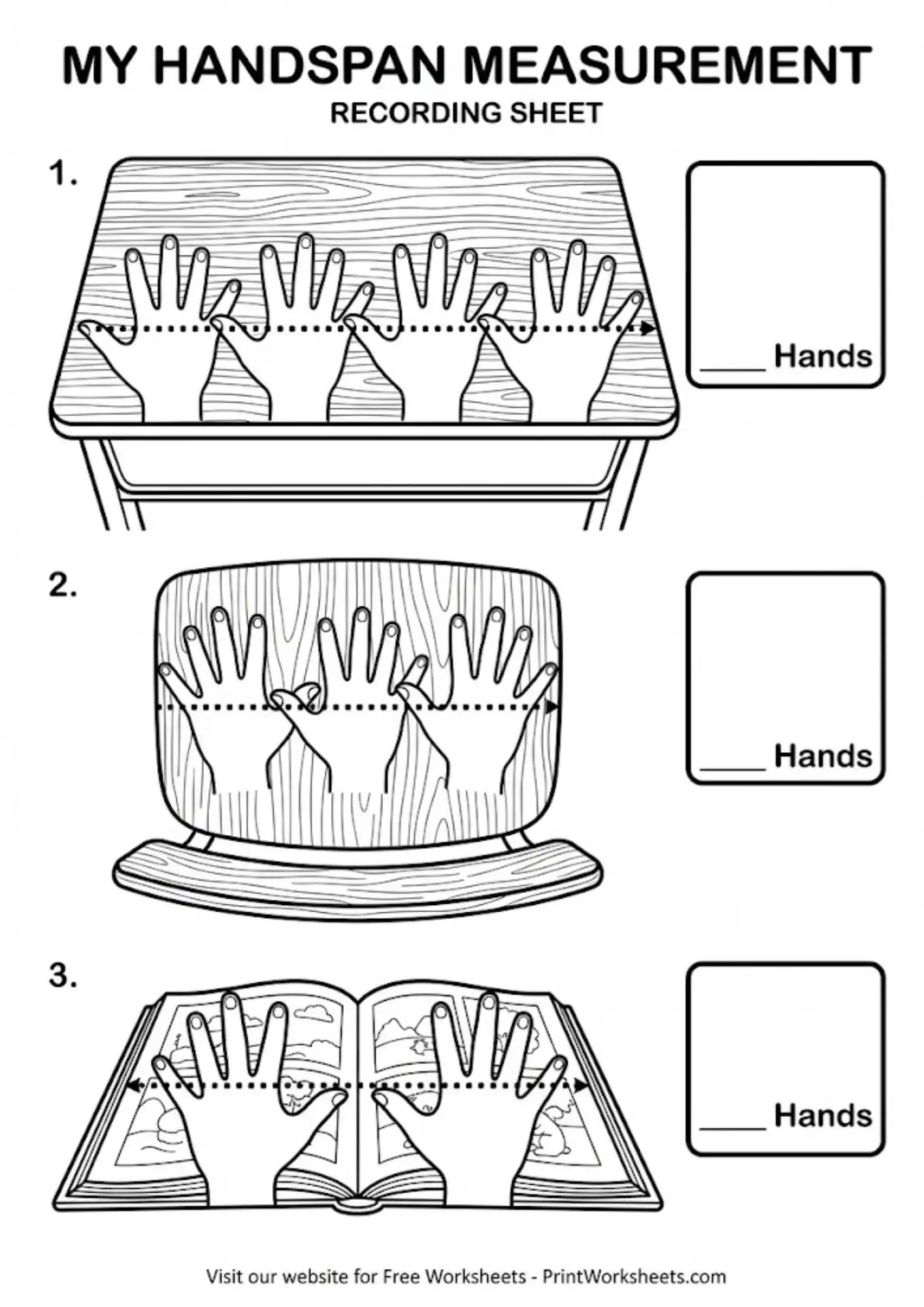 Kindergarten Math Measuring Activity - My Handspan (PDF) - Print Worksheets
