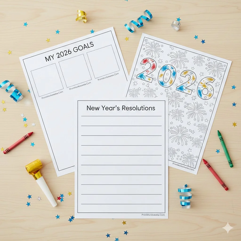 Free New Year's Worksheets 2026 (PDF & Printable Activities)