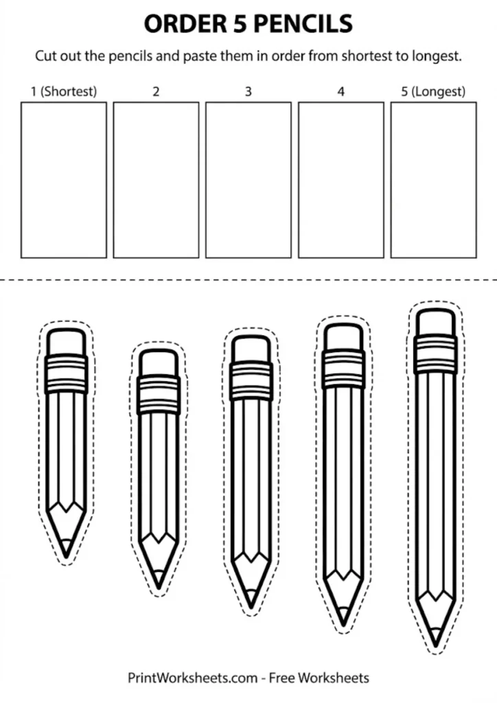 Ordering Lengths Worksheet: Sort 5 Items (Free PDF)