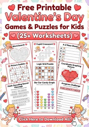 Free Valentine's Day Worksheets & Printables – Complete Pack