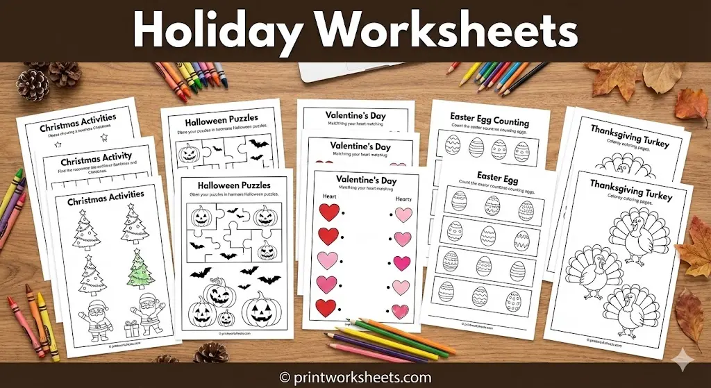 Free Printable Holiday Worksheets & Activities