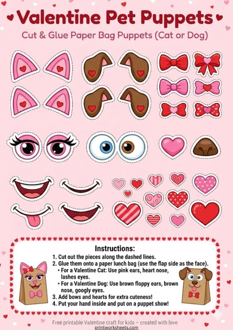 16+ Easy Printable Valentine Crafts for Kids (Preschool & Classroom)