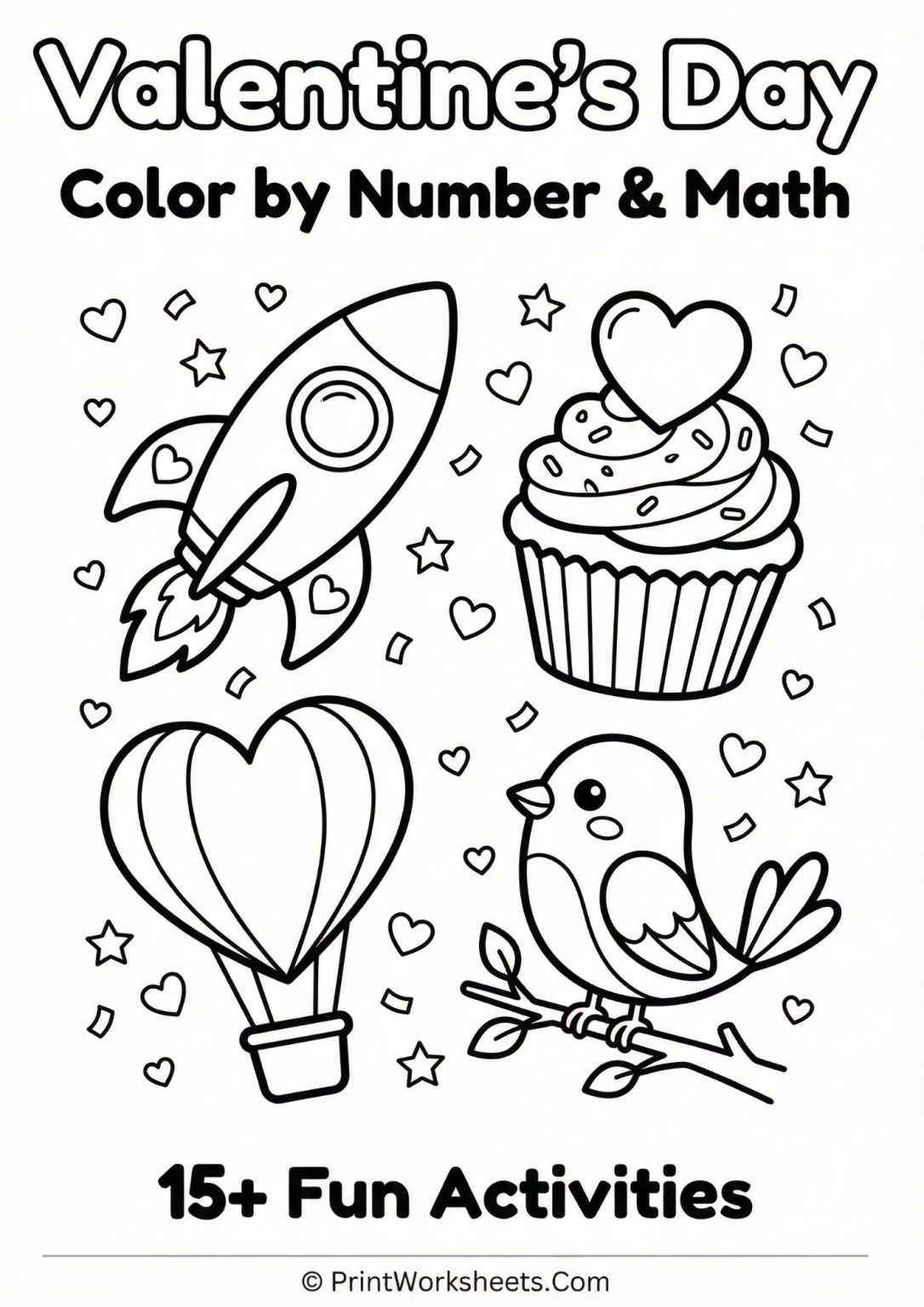 Valentine’s Day Color by Number Worksheets (Free PDF)