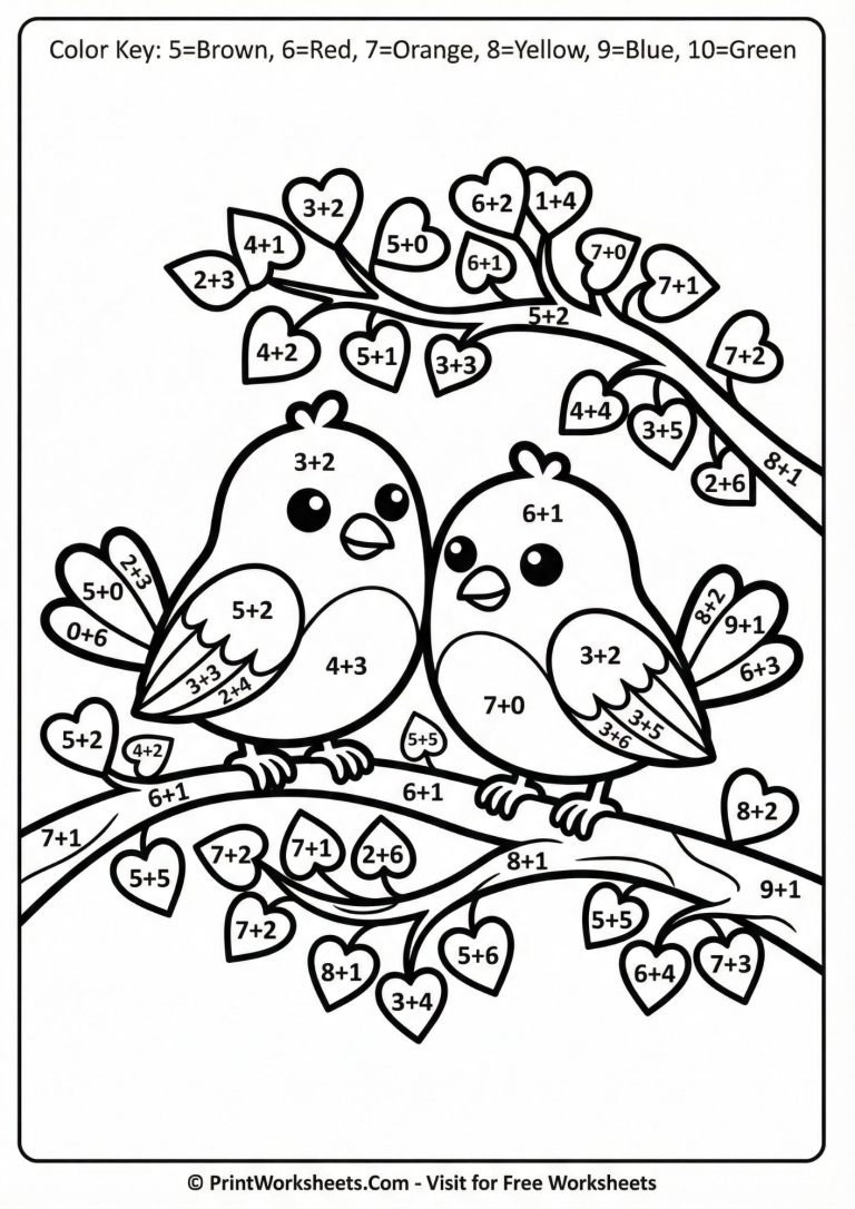 Valentine’s Day Color by Number Worksheets (Free PDF)