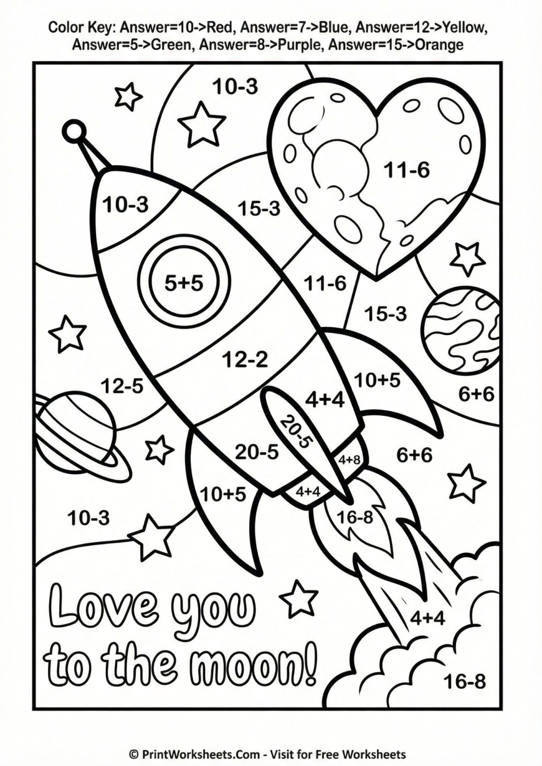 Valentine’s Day Color by Number Worksheets (Free PDF)