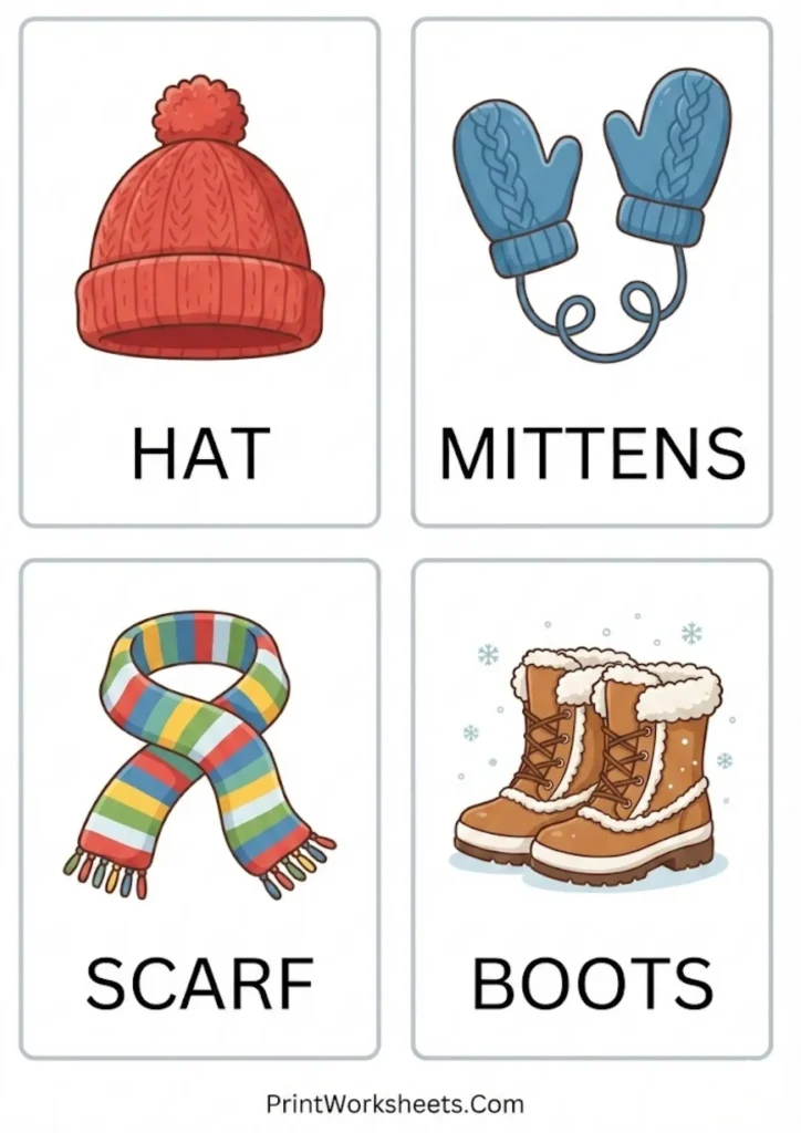 48 Free Printable Winter Flashcards PDF (Vocabulary)