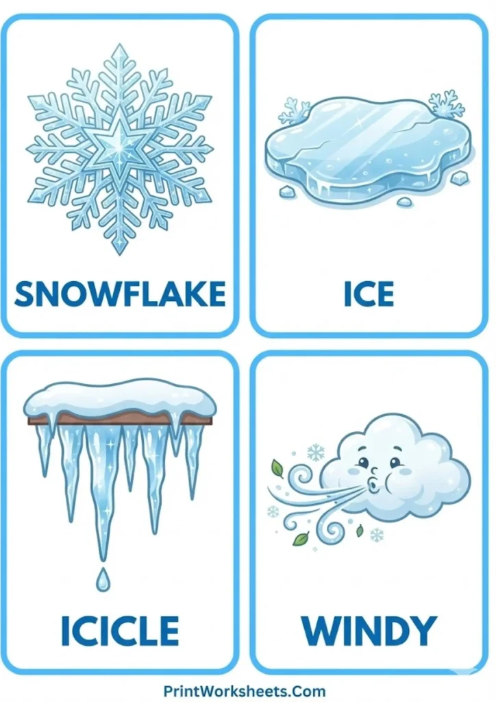 48 Free Printable Winter Flashcards PDF (Vocabulary)