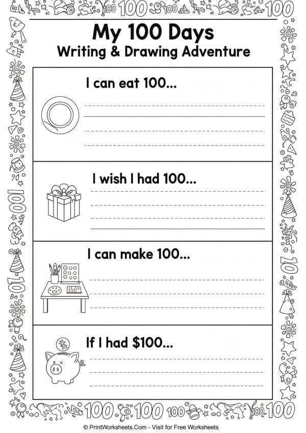 100th Day of School Writing Prompts - PDF Bundle