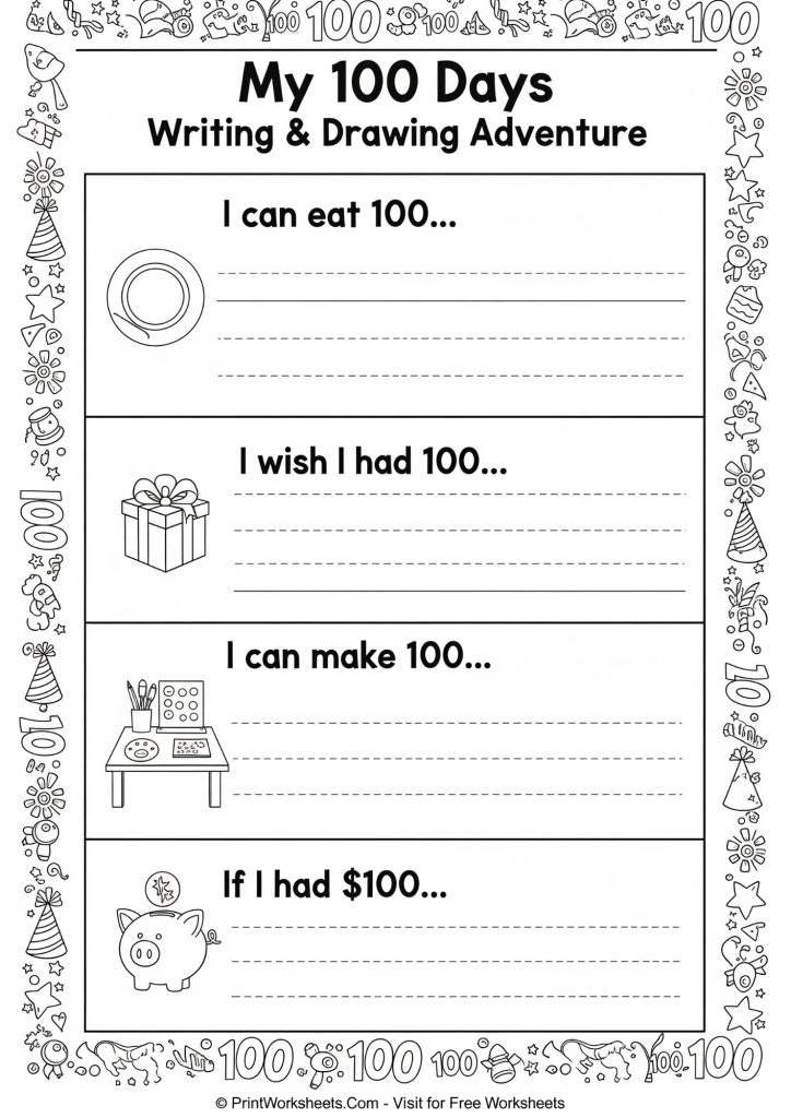 100th Day of School Writing Prompts - PDF Bundle