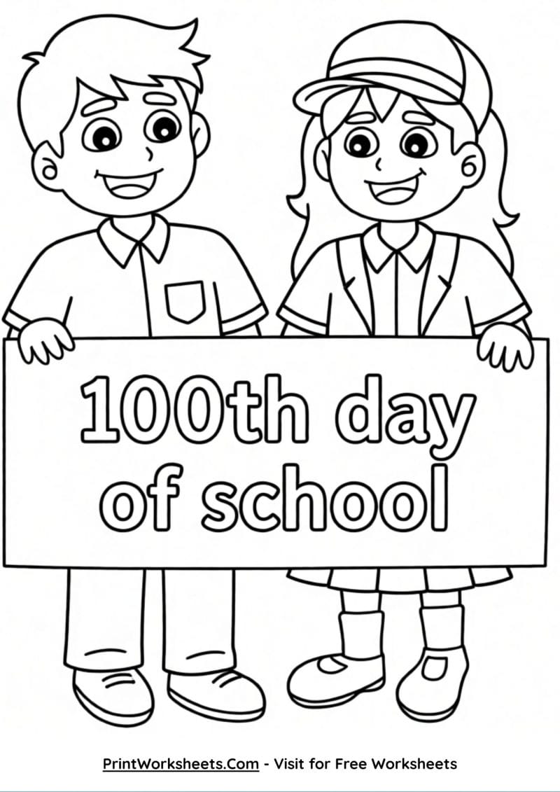 100th Day of School Coloring Pages Free PDF Bundle