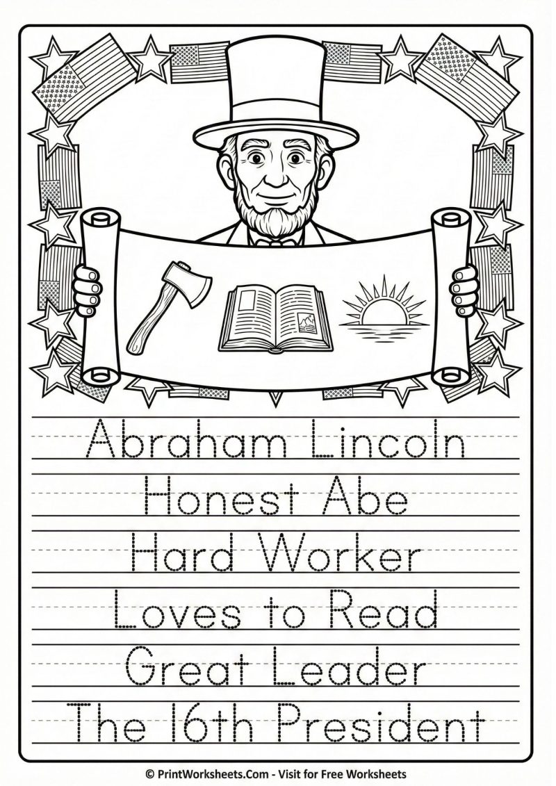 Free Abraham Lincoln Worksheets PDF Bundle and Printable