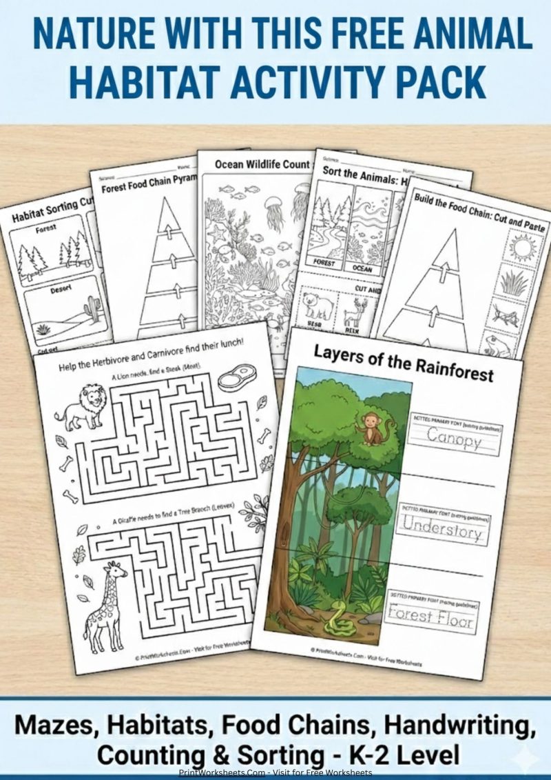 Free Animal Habitat Activity Pack PDF K-2 Printable