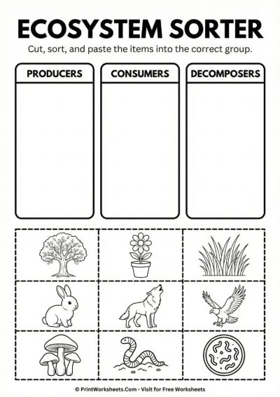 Food Chain & Ecosystem Worksheets PDF (Free Earth Day Activity)