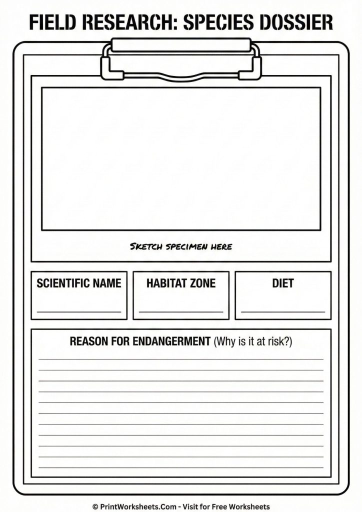 Free Endangered Animals Worksheets for Earth Day Activities PDF