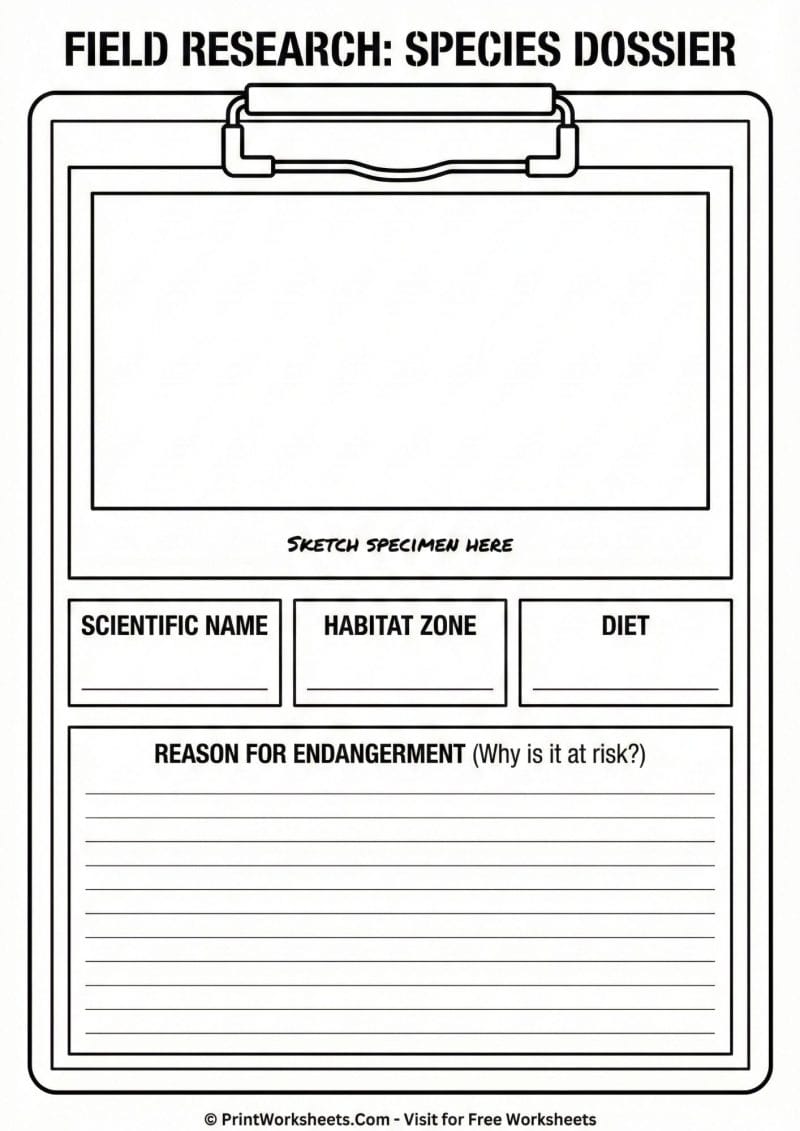Free Endangered Animals Worksheets for Earth Day Activities PDF