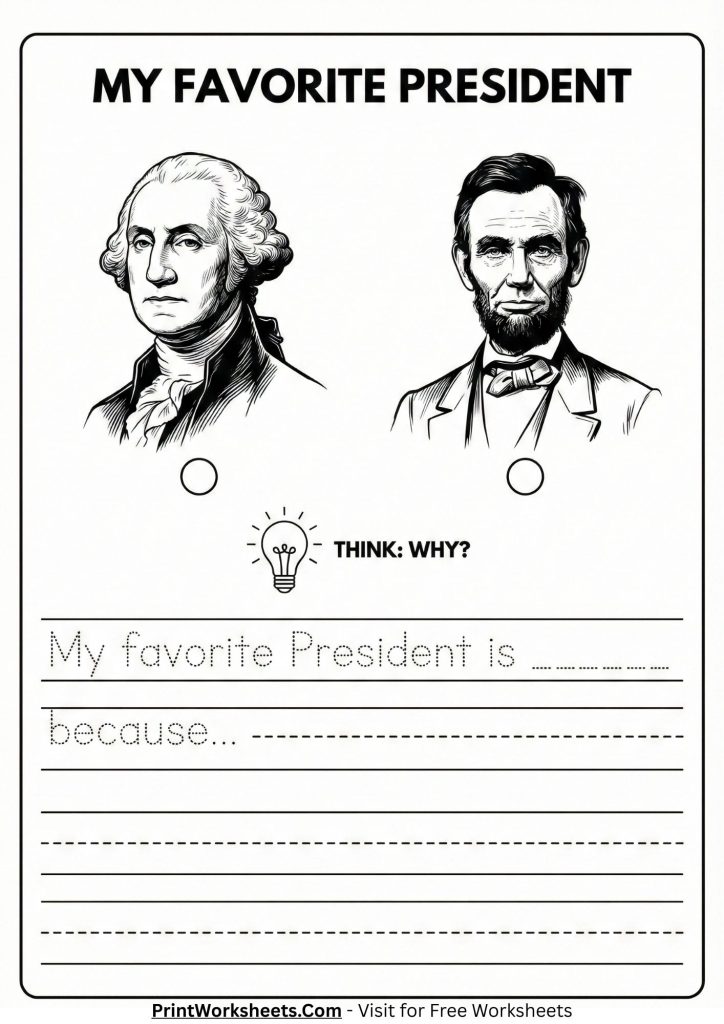 Free Presidents Day Writing Prompts (K-1 PDF)