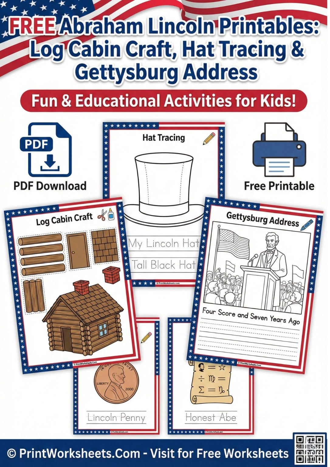 Free Abraham Lincoln Worksheets PDF Bundle and Printable