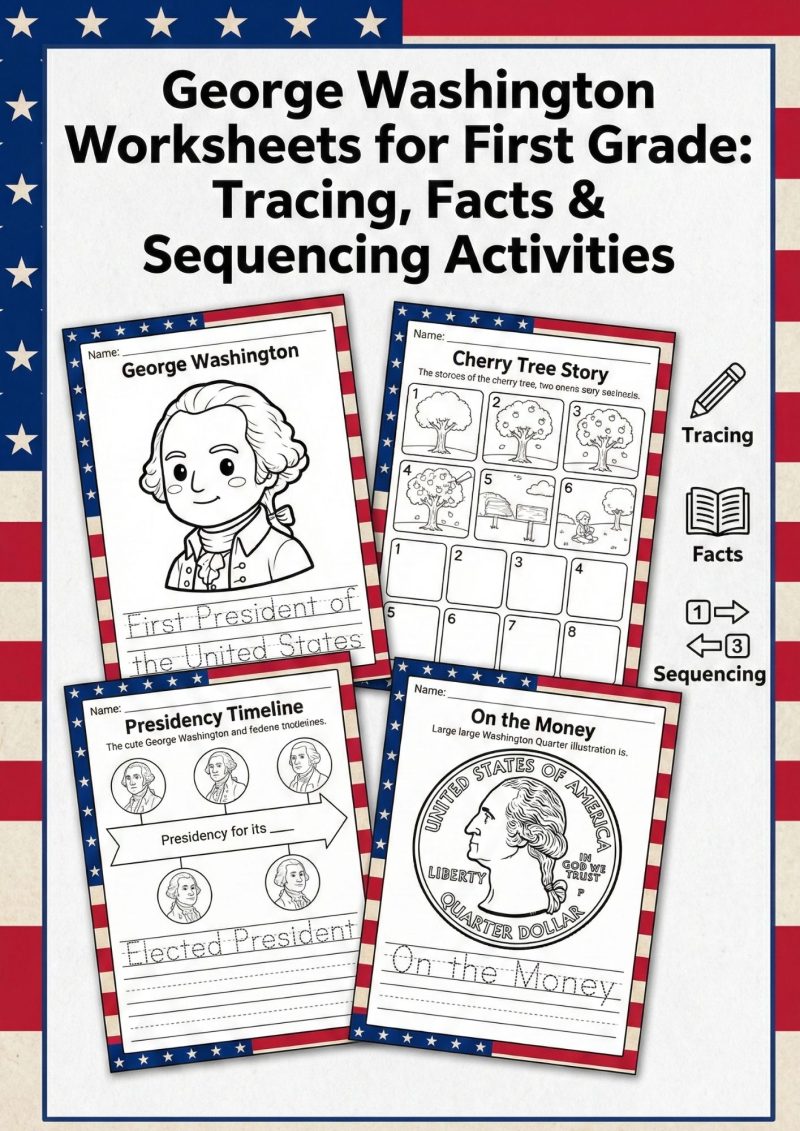 George Washington Worksheets for First Grade PDF Bundle