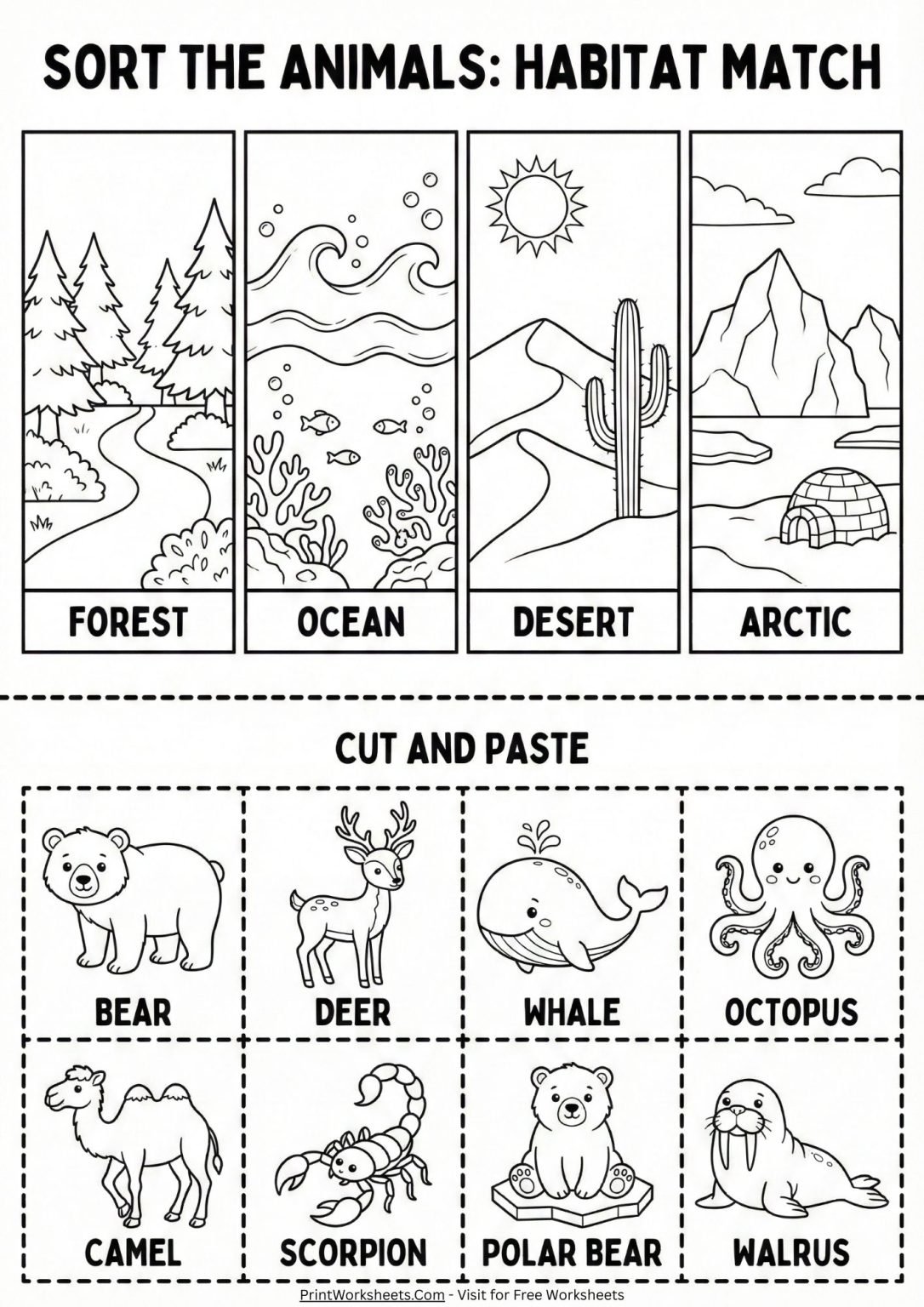 Free Animal Habitat Activity Pack PDF K-2 Printable