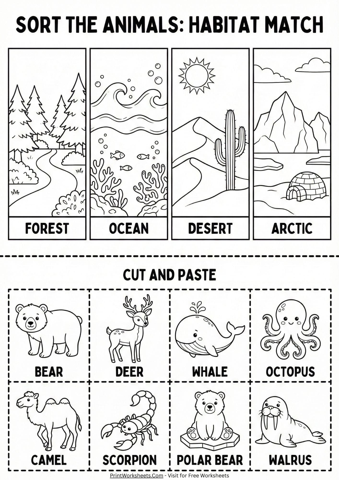 Free Animal Habitat Activity Pack PDF K-2 Printable