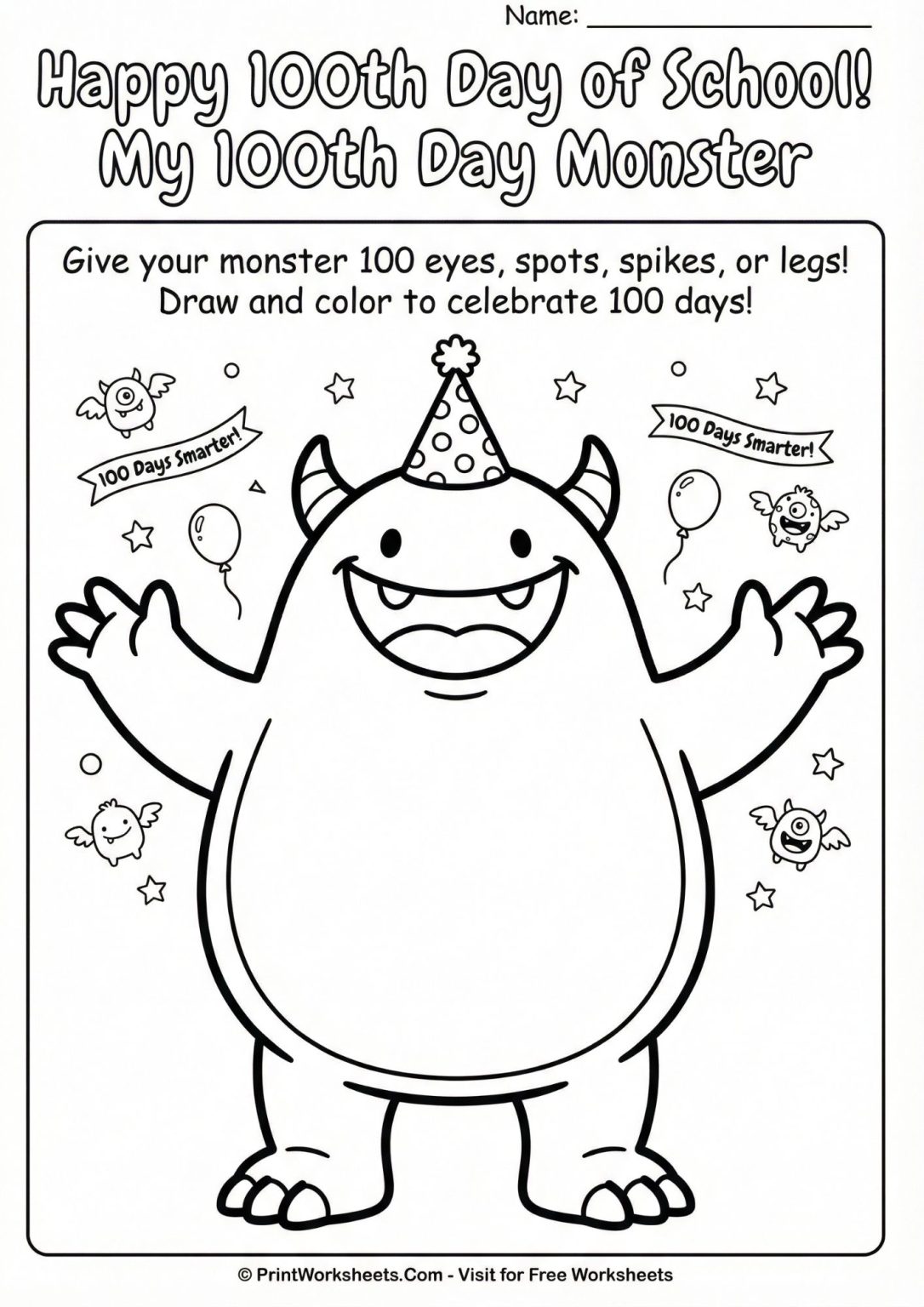 100th Day of School Kindergarten Activities (No Prep PDF)