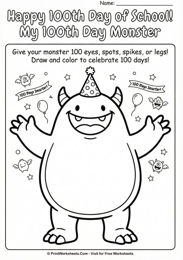 100th Day of School Kindergarten Activities (No Prep PDF)