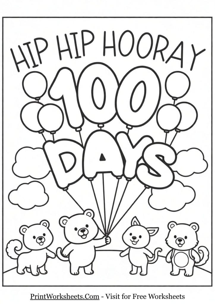 100th Day of School Coloring Pages Free PDF Bundle