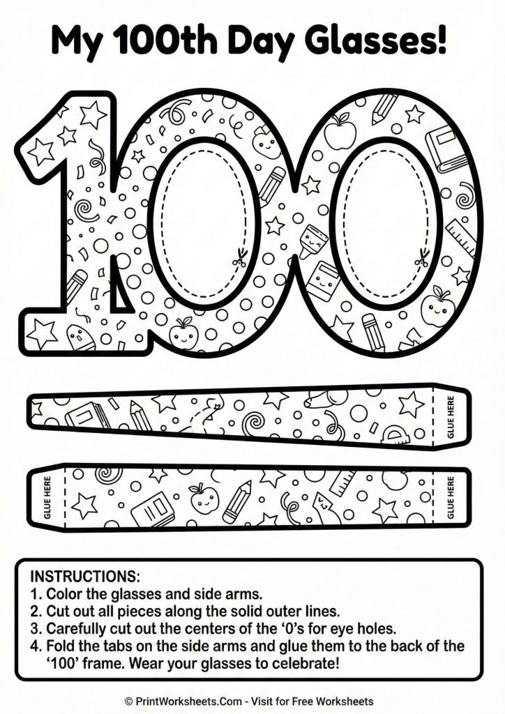 Free 100th Day of School Crafts & Printable Hats for Kids