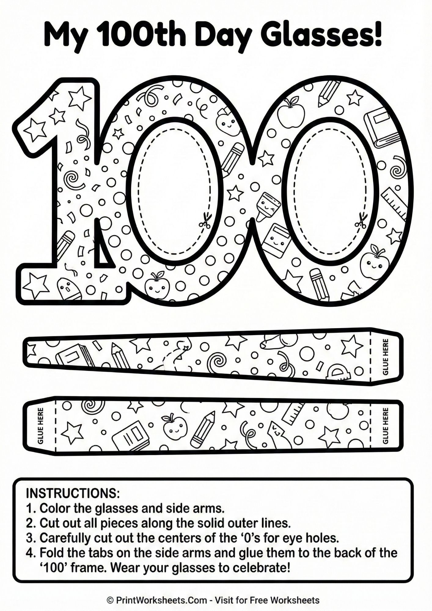 Free 100th Day of School Crafts & Printable Hats for Kids