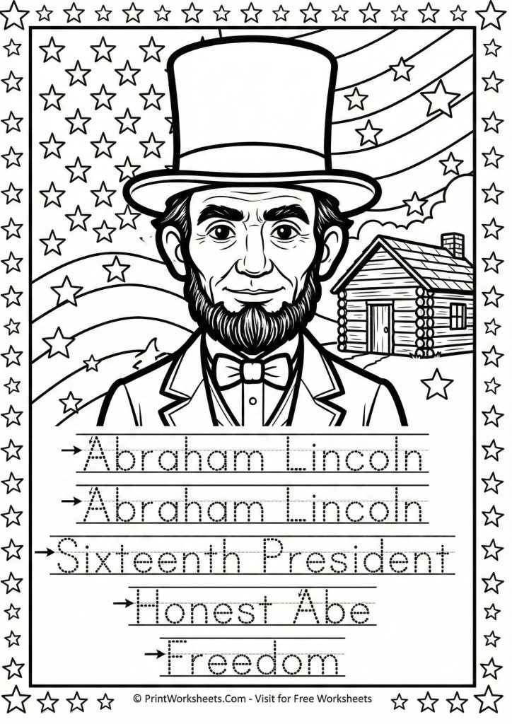 10+ Presidents Day Coloring Pages with Tracing: Free PDF Bundle