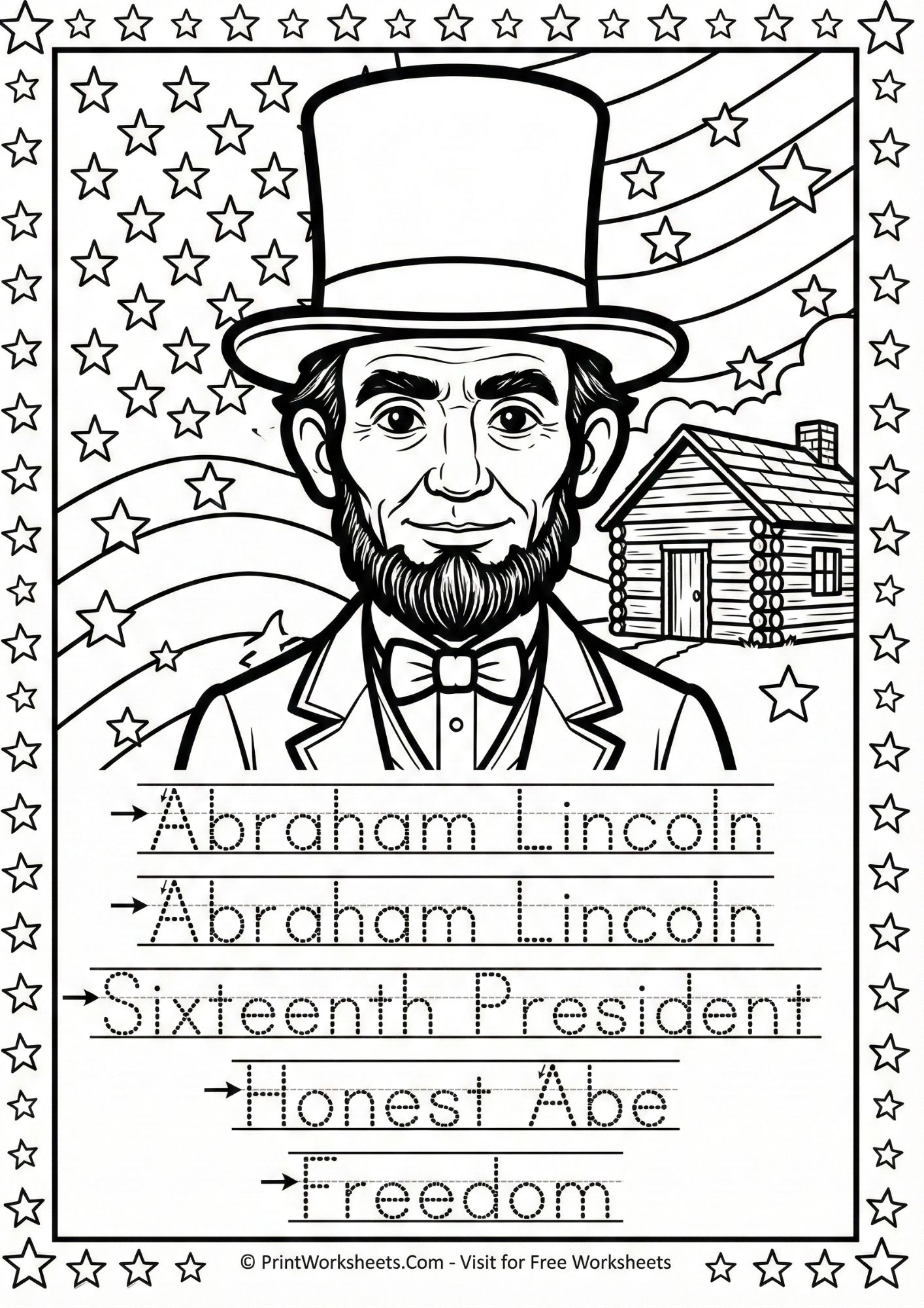10+ Presidents Day Coloring Pages with Tracing: Free PDF Bundle