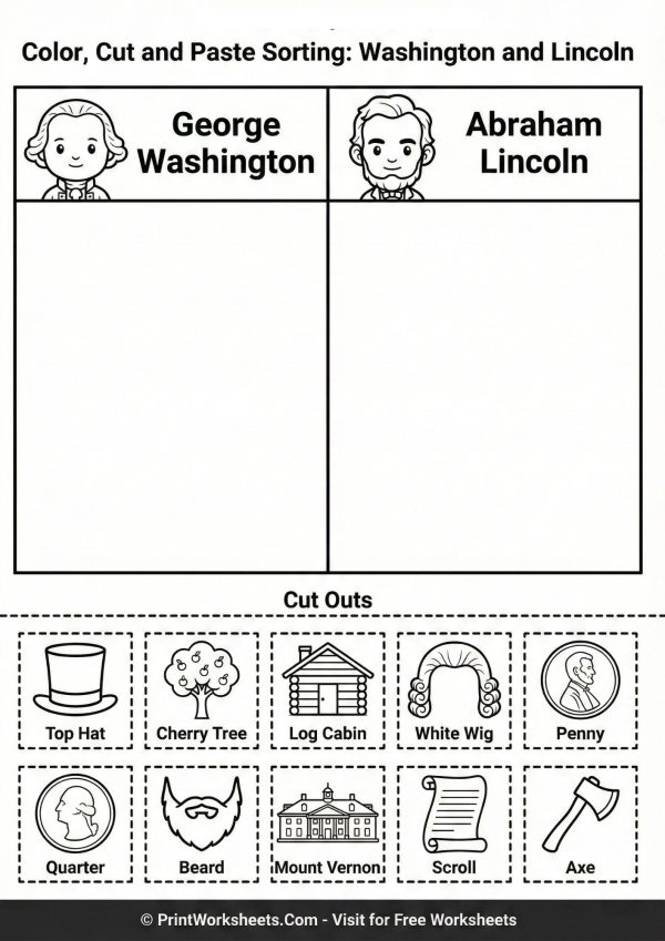 Presidents Day Worksheets for Kindergarten (Free PDF)