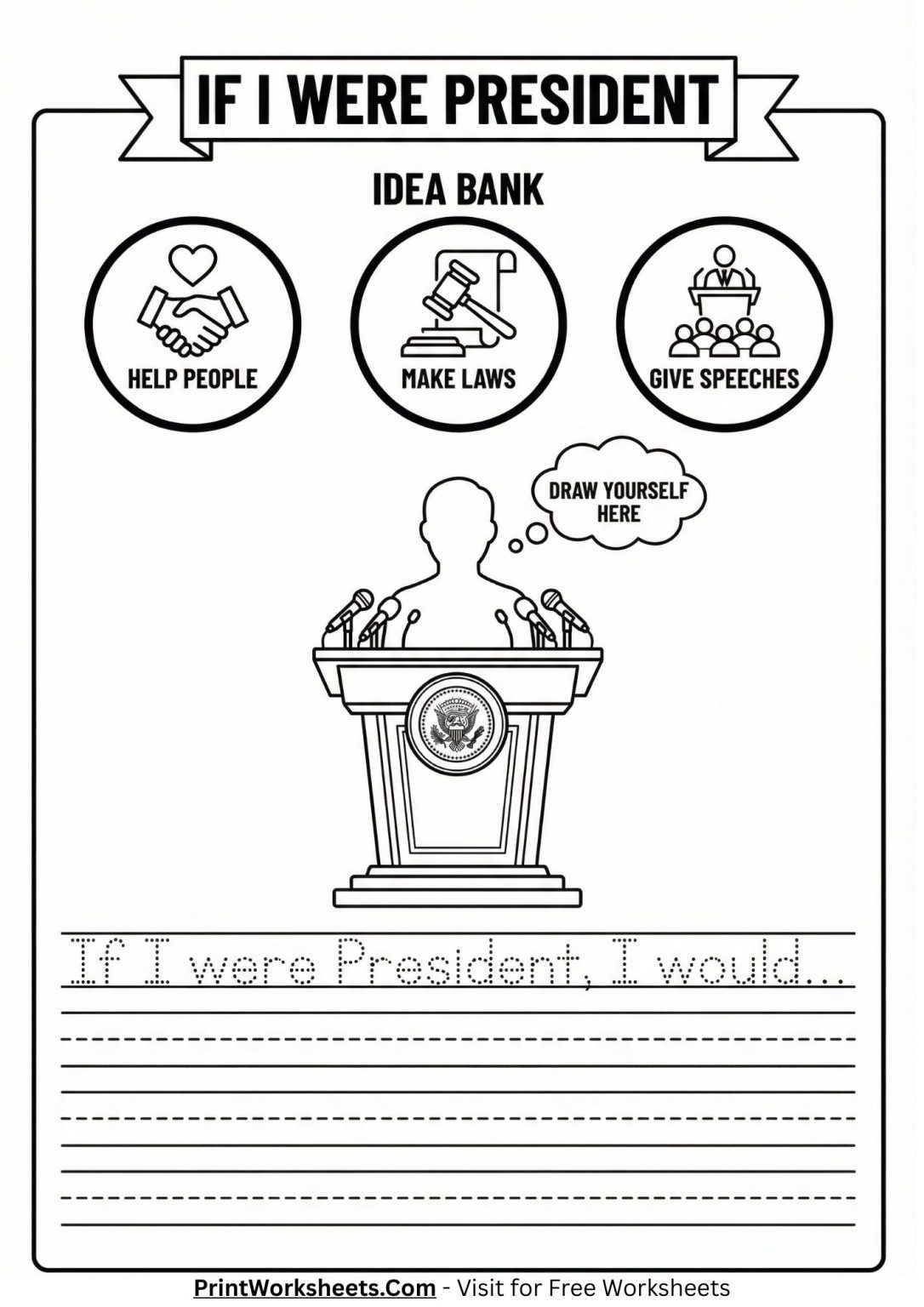 Free Presidents Day Writing Prompts (K-1 PDF)