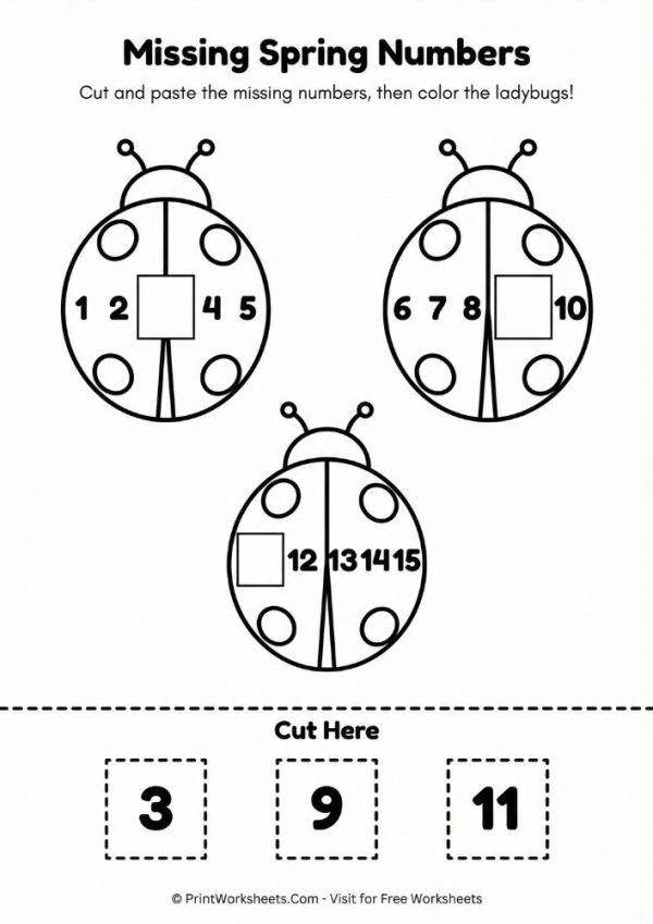 Spring Math Worksheets for Kindergarten Printable PDF Free