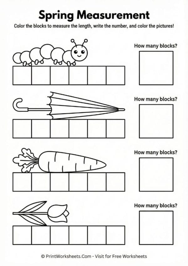 Spring Math Worksheets for Kindergarten Printable PDF Free