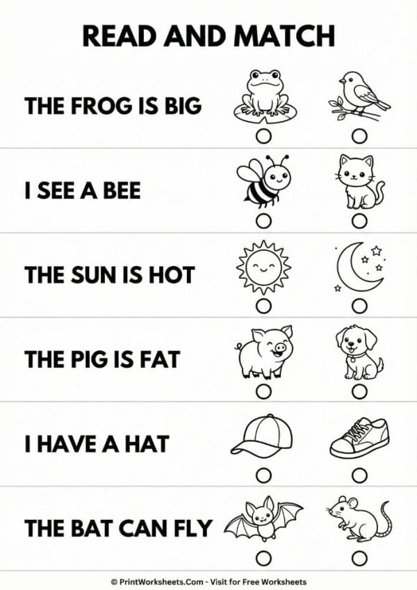 Spring Reading Worksheets for Kindergarten Printable PDF