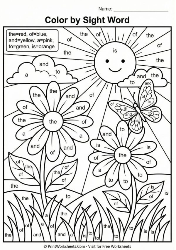 1st Grade Spring Reading Comprehension and Sight Words Worksheets