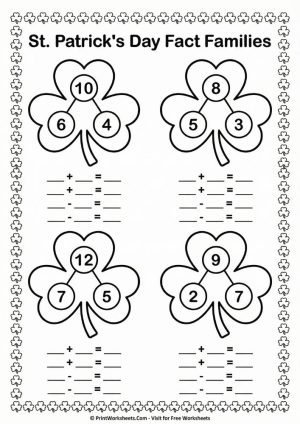 St. Patrick’s Day Math Worksheets for 1st Grade PDF Bundle