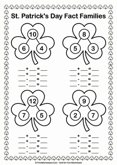 St. Patrick’s Day Math Worksheets for 1st Grade PDF Bundle