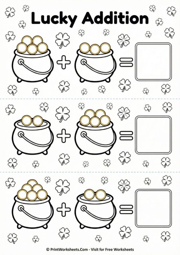 St. Patrick’s Day Math Worksheets for 1st Grade PDF Bundle