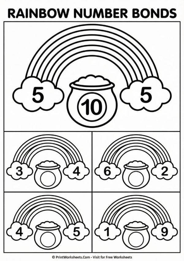 St. Patrick’s Day Math Worksheets for 1st Grade PDF Bundle
