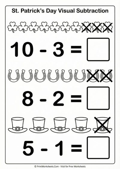 St. Patrick’s Day Math Worksheets for 1st Grade PDF Bundle