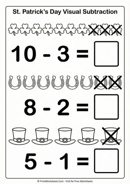 St. Patrick’s Day Math Worksheets for 1st Grade PDF Bundle